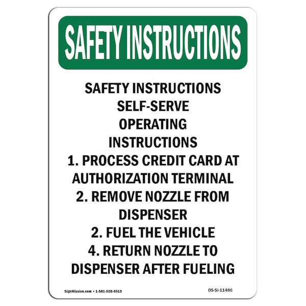 Signmission OSHA SAFETY INSTRUCTIONS, 10" Height, Decal, 10" x 7", Portrait, Self-Serve ...